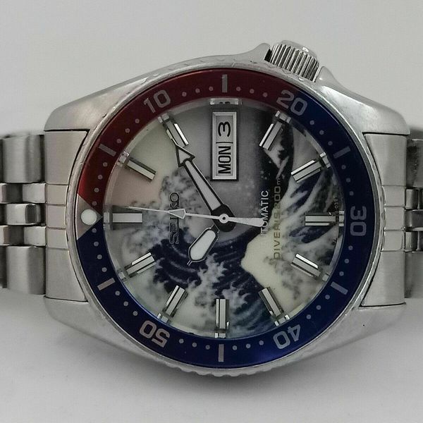 THE GREAT WAVE OF KANAGAWA MOD SEIKO 7S26-0030 SKX013 AUTOMATIC WATCH ...