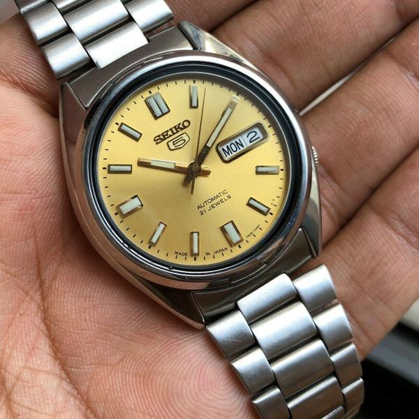 Seiko 5 SNXS81J Sunburst Golden Stunning dial 7S26 Automatic Full Mint ...