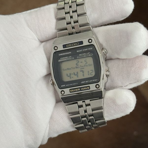 Rare Vintage Seiko Silver Wave A229-5050 Menâ s Digital Sports Watch ...