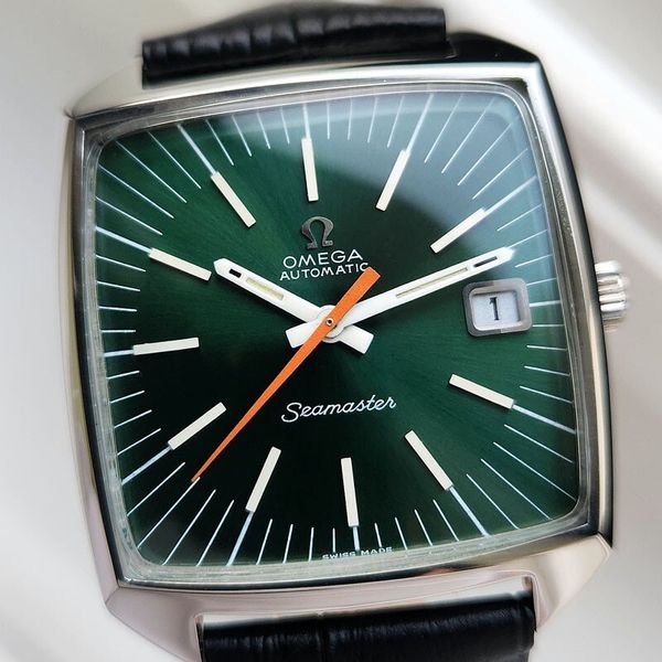 OMEGA SEAMASTER AUTOMATIC DATE 166042 CAL565 GREEN DIAL MEN'S WATCH ...