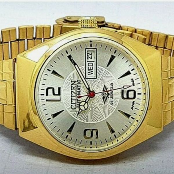 RARE AUTOMATIC CITIZEN 8200A DAY/DATE SILVER DIAL MEN'S WATCH WORKING ...