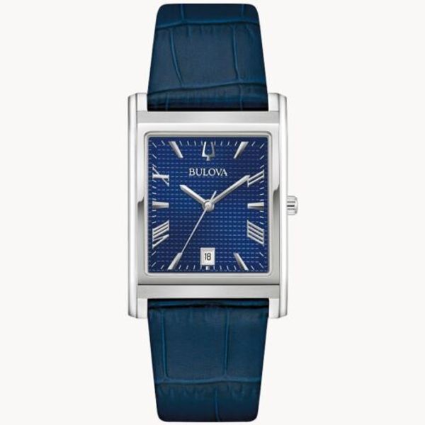 Bulova Sutton 96B442 Classic Rectangle Quartz Sapphire Blue Dial Blue ...