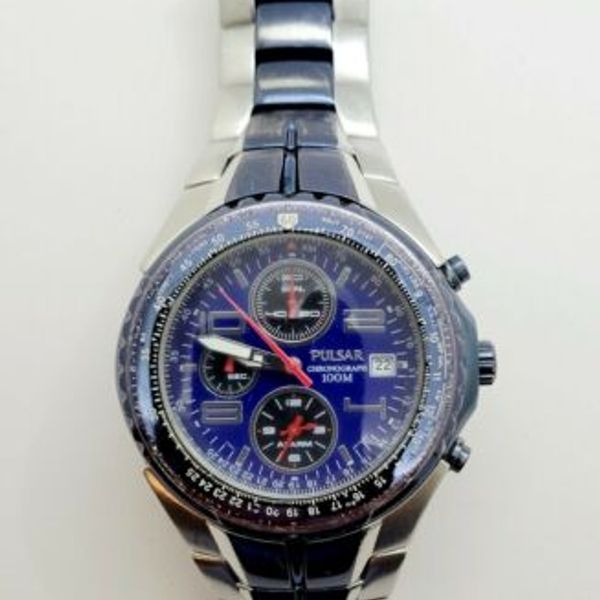 SEIKO PULSAR CHRONOGRAPH 7T62-X041 100m DIVER WATCH w/ NEW BATTERY ...