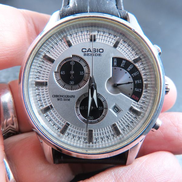 BEM-501 Casio Beside Daydate Chronograph Quartz Men Watch | WatchCharts ...