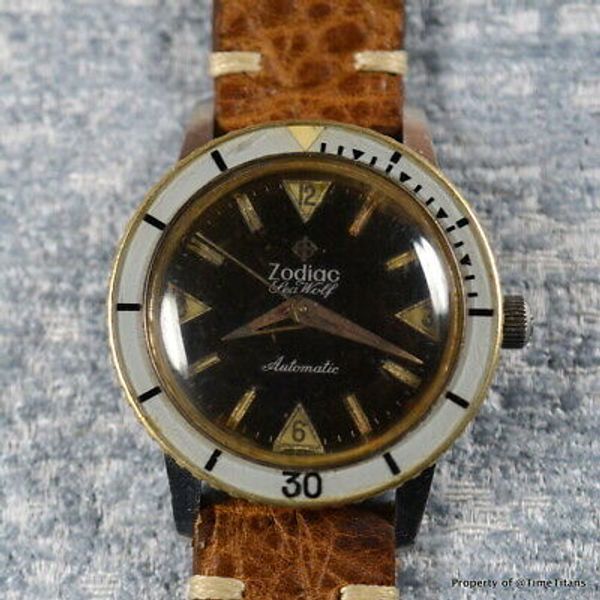 ZODIAC SEA-WOLF Ref 702-946 Cal 70-72 36MM GREY ACRYLIC BEZEL GLOSSY ...
