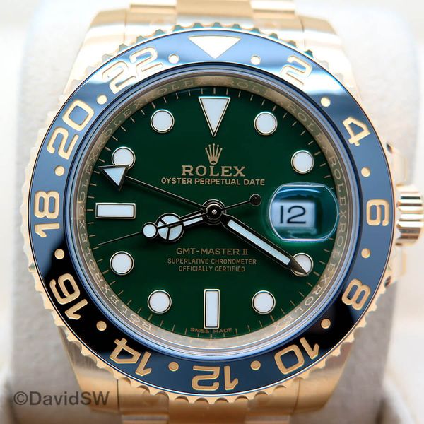 FS: NIB Rolex 116718LN GMT MASTER II 18K YELLOW GOLD- GREEN DIAL ...