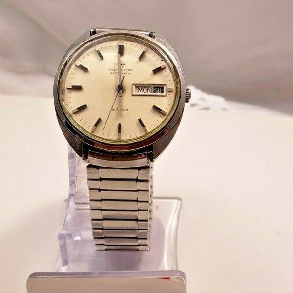 MEN HAMILTON ELIPSA AUTOMATIC Day Date Vintage Wristwatch Speidel USA ...