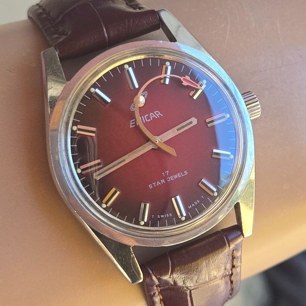 Vintage ENICAR men's manual wind watch AR-160 Rocket second hand swiss ...