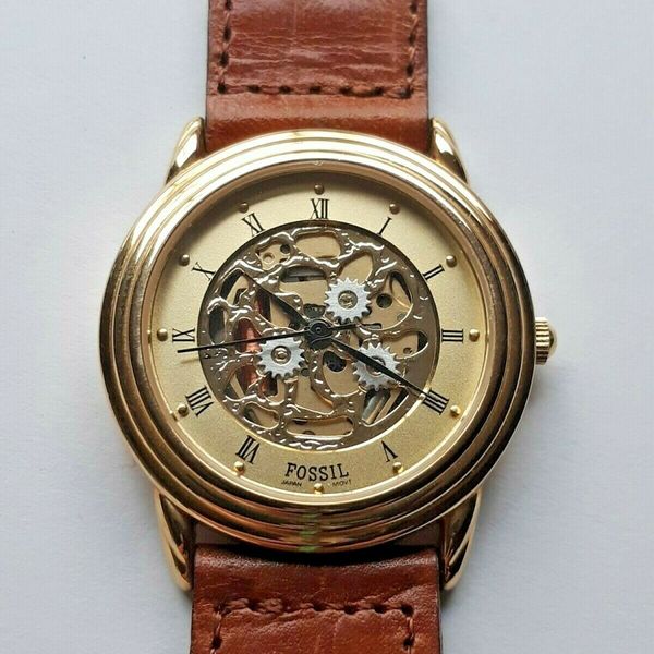 Vintage Fossil SK-01 Skeleton watch new battery works well braided ...