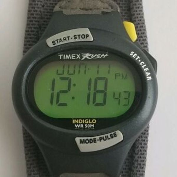 TIMEX WATCH RUSH WOMEN'S DIGITAL FITNESS PULSE TIMER INDIGLO WR-50m NEW ...