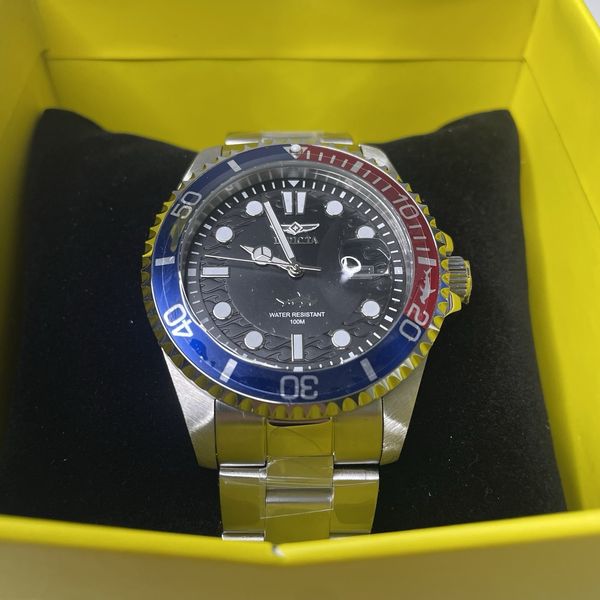 Invicta Men's Pro Diver Watch 43MM Stainless Steel Pepsi Bezel Black ...