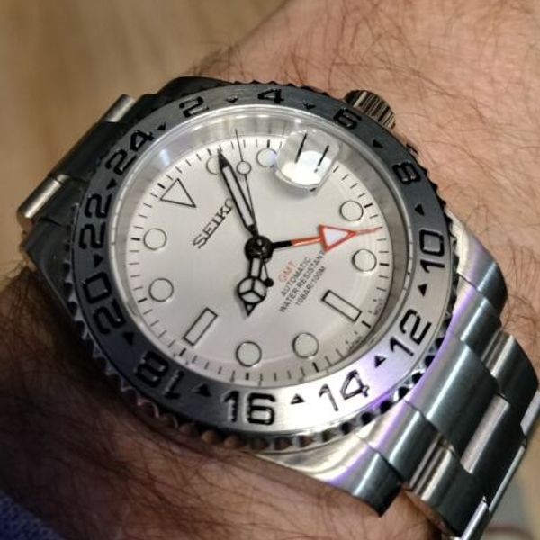 seiko mod Explorer 2 GMT Polar White | WatchCharts Marketplace