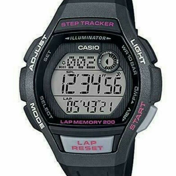 Casio LWS2000H-1AV, Step Tracker, 100 Meter WR, Black Resin, 5 Alarms ...