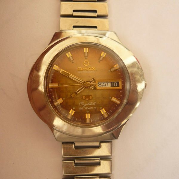 Omax 5 Automatic Crystal 25 Jewels 3551G Swiss Vintage Watch ...