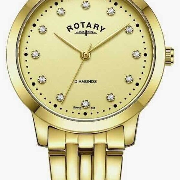 Rotary DIAMONDS Ladies Set Dial GOLD Coloured Bracelet Woman's Watch ...