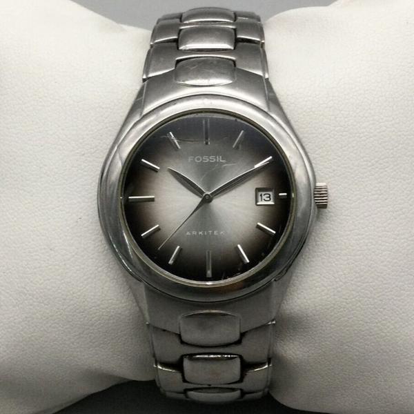 Fossil Arkitekt Watch Women 37mm Silver Tone Ombre Gray Dial New ...