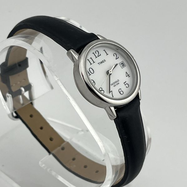 Timex Indiglo Watch Womens 25mm Case Black Leather Strap T2H331- New ...