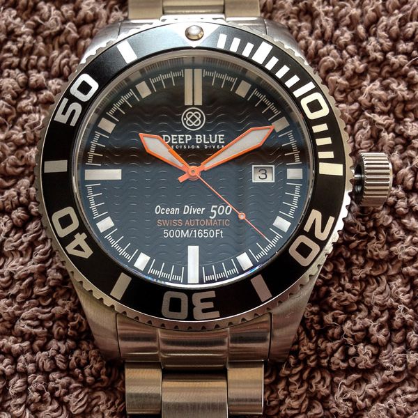 SOLD: Deep Blue Ocean Diver 500 (SWISS ETA 2824-2) Black Dial / Orange ...