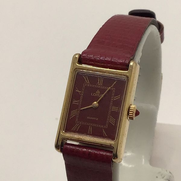 Lorus By Seiko Ladies Maroon Rectangle Watch New Battery! | WatchCharts ...