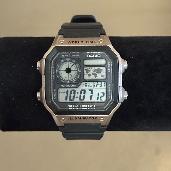 Casio AE-1200WH Digital Men's Watch World Time Water Resist 10 Bar 40mm ...