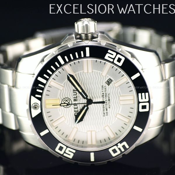 Rare Deep Blue 45mm DayNight Scuba Wave Dial 9015 Automatic Sapphire SS ...