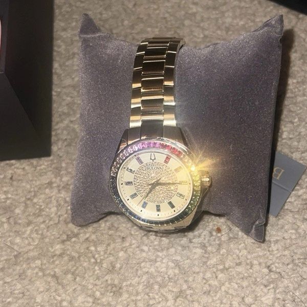 New Bulova 97A179 Rainbow Crystal Phantom Gold-tone Stainless Watch ...