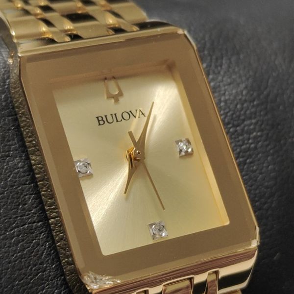 Bulova Futuro 97P140 Quadra Diamond Accent Gold-Tone Ladies Watch ...