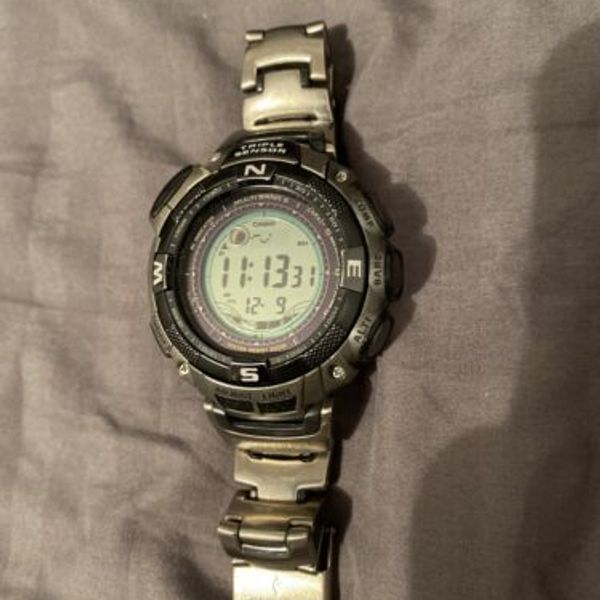 Casio Pathfinder PAW 1500-T Titanium Solar Triple Sensor Atomic Radio 5 ...