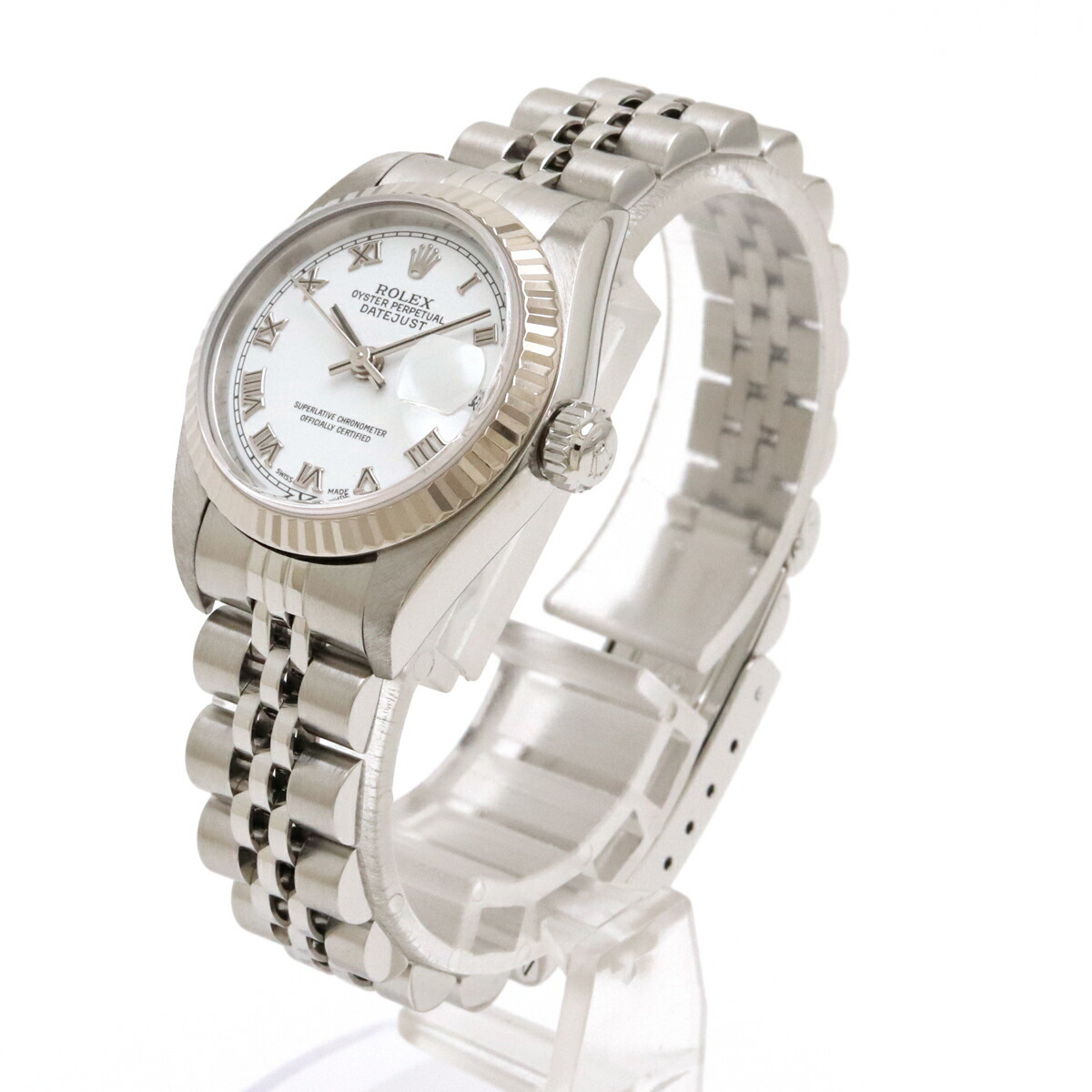 [Watch] [Polished] ROLEX Datejust White Roman Dial SS/K18WG Bezel K ...
