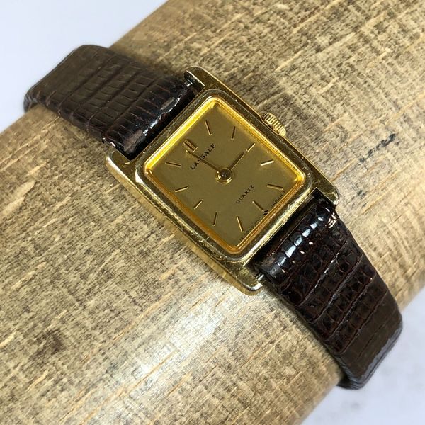 Vintage Seiko Lassale Women 1E50-5119 Gold Dial Black Leather Quartz Watch 6" | WatchCharts ...