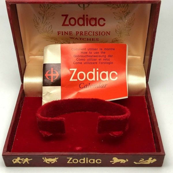 VINTAGE 60's ZODIAC WATCH BOX W/OUTTER BOX THICK ENOUGH TO FIT MEN ...