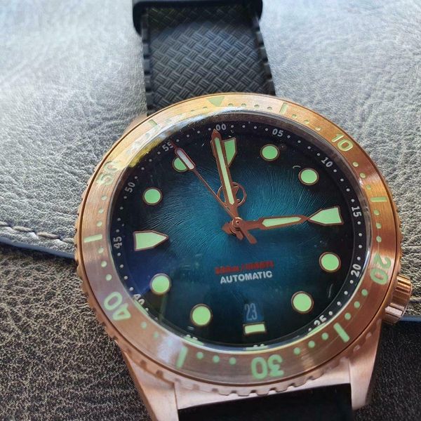 BNIB Rare Ltd Edition Zelos Bronze Mako V3 300m Dive Flume Teal Dial ...