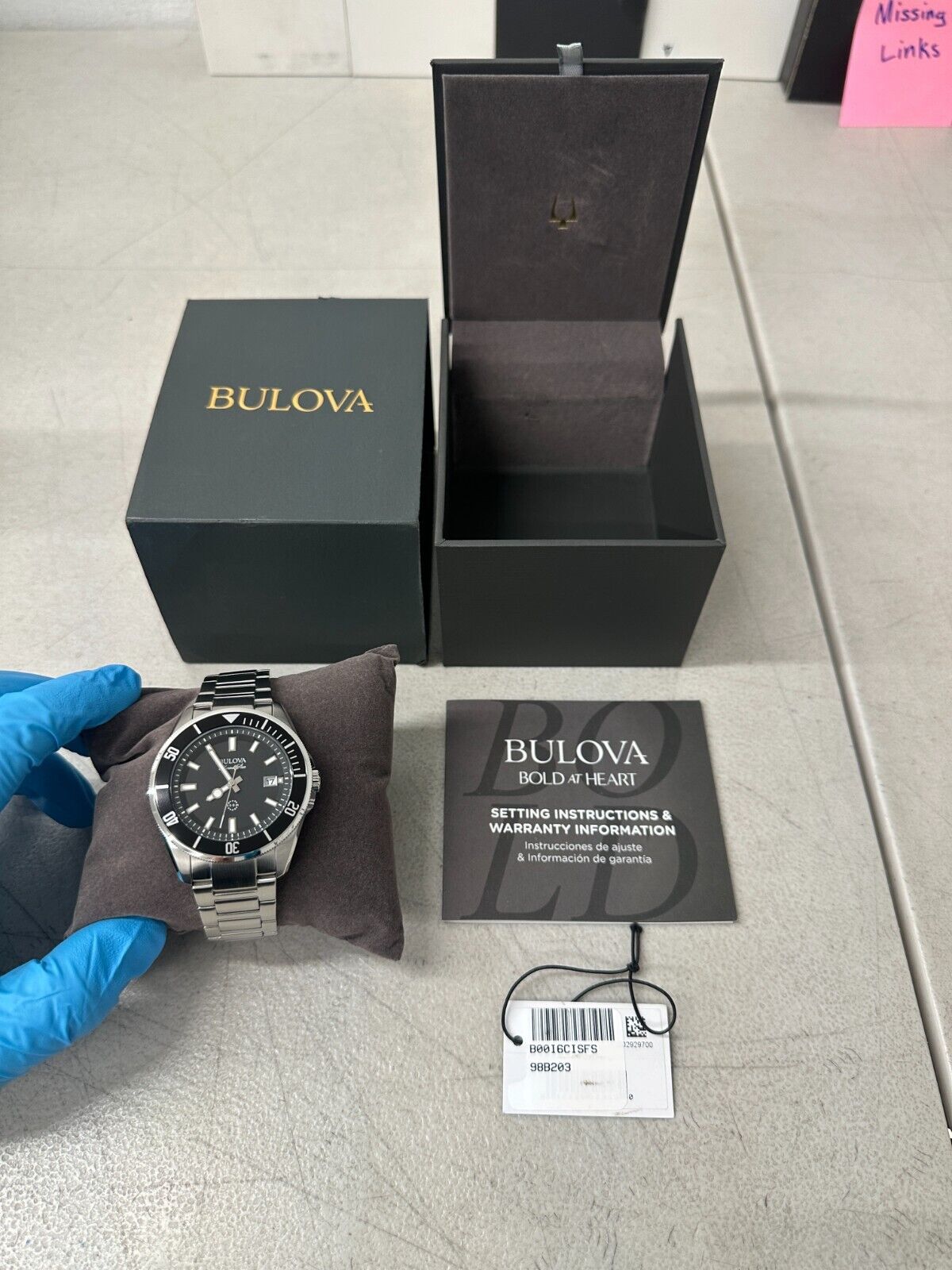 Bulova 98B203 Gents Stainless Steel Marine Star Date Black Dial NEW W ...