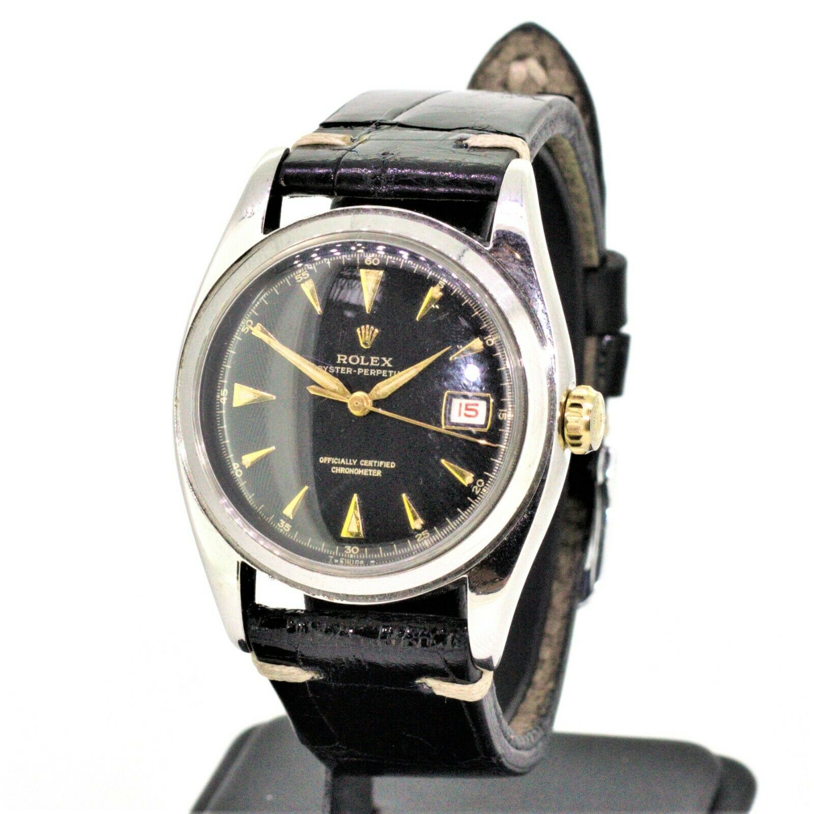 Gents Rolex Datejust Ref.6105 - Semi Bubbleback - 1950’s Black Dial ...
