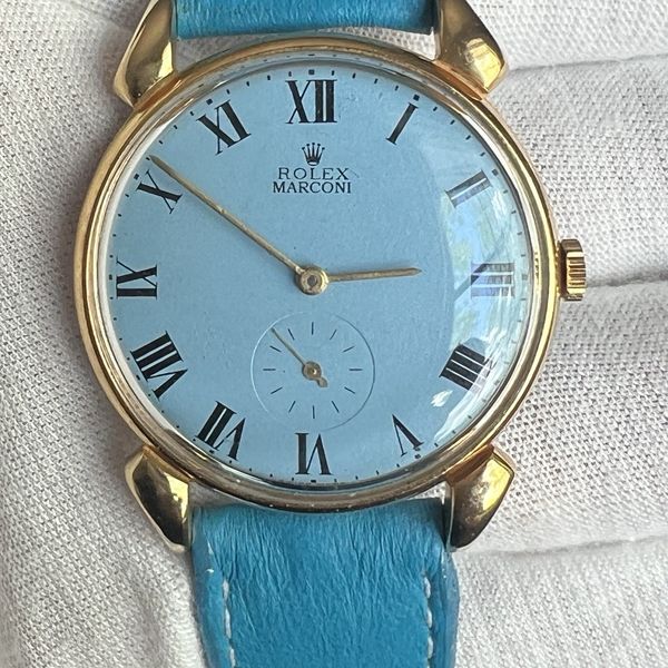 VINTAGE ROLEX MARCONI MEN'S TURQUOISE DIAL WATCH 36mm 1945's ...