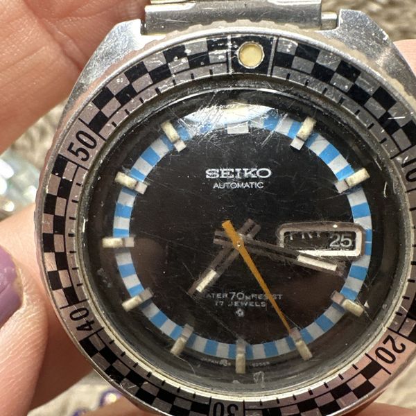 Rare Seiko 5 Sport Rally Diver 6106- 8227 Blue Dial Round Vintage Watch ...
