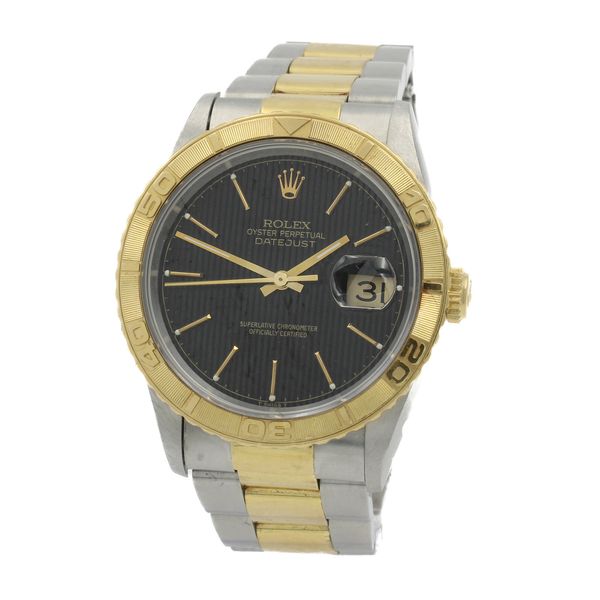 Rolex OP Datejust Two-Tone Ref 16263 Black Tapestry Dial Turn-O-Graph # ...
