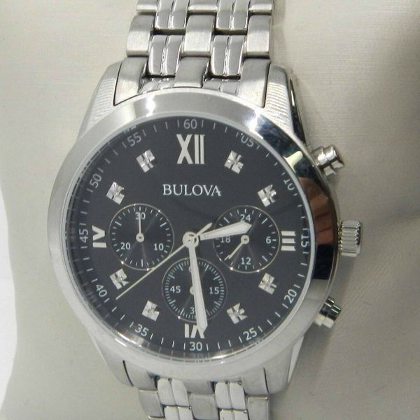 BULOVA DIAMOND ACCENT BLACK DIAL CHRONOGRAPH MEN'S WATCH 96D136 $399.00 ...