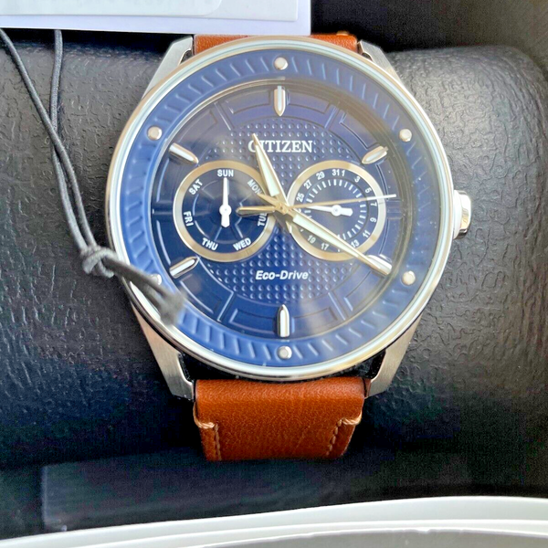 Citizen Eco-Drive CTO Watch Men 42mm Blue Dial Stainless Steel Daydate ...