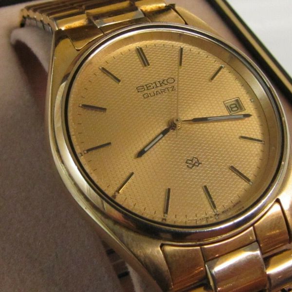 Vintage SEIKO MEN'S SQ QUARTZ WATCH 5Y22-8A08 Gold-Tone DATE + BOX New Battery | WatchCharts ...