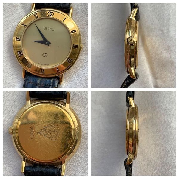 Gucci 3000L Watch Quartz 25mm Women's Gold Dial Swiss Made Round ...