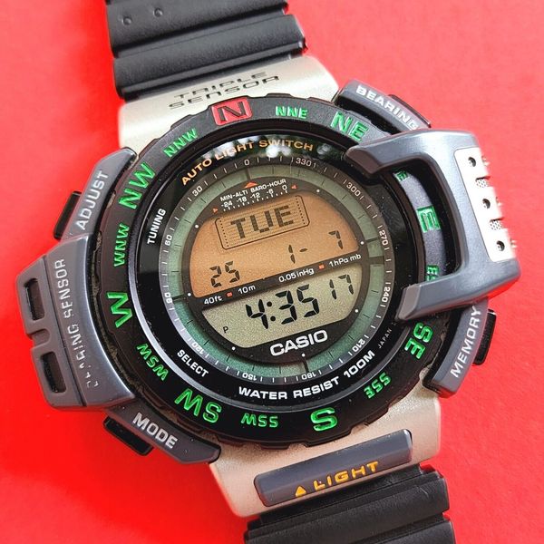 Casio Pathfinder Watch Rare Triple Sensor Trekking PRT-40 Cal 1470 Mens ...