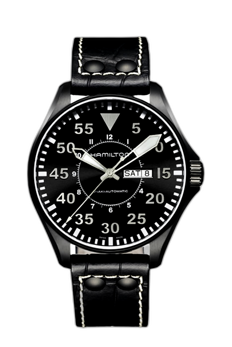 Hamilton Khaki Aviation Pilot Day Date Auto Black H64785835 Price as of ...
