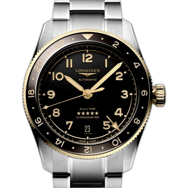 Longines Spirit Zulu Time 39 Stainless Steel - Yellow Gold L3.802.5.53 ...