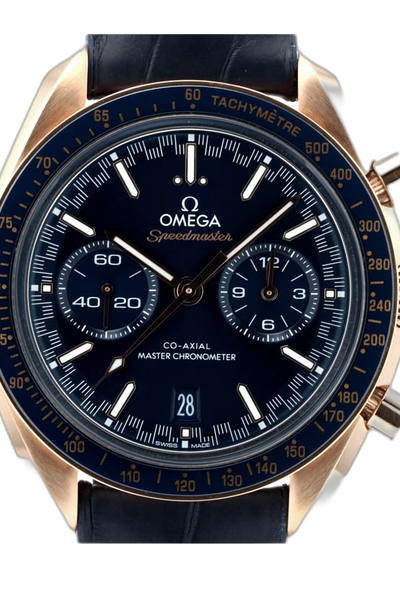 Omega Speedmaster Racing 44.25 mm, Sedna™ gold on leather strap 329.53 ...