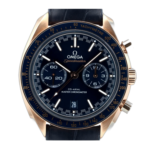 Omega Speedmaster Racing 44.25 mm, Sedna™ gold on leather strap 329.53 ...