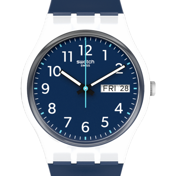 Swatch Rinse Repeat Navy GE725 Price as of December 2025 | WatchCharts