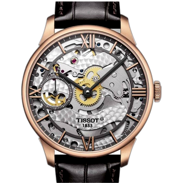 Tissot Chemin des Tourelles Squelette 42 Rose Gold T099.405.36.418.00 ...
