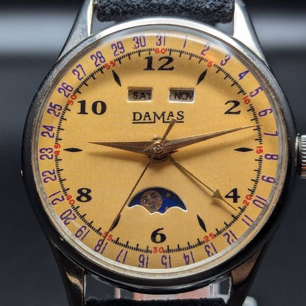 Vintage Damas Rare Triple Calendar Moonphase Watch Freshly Serviced ...
