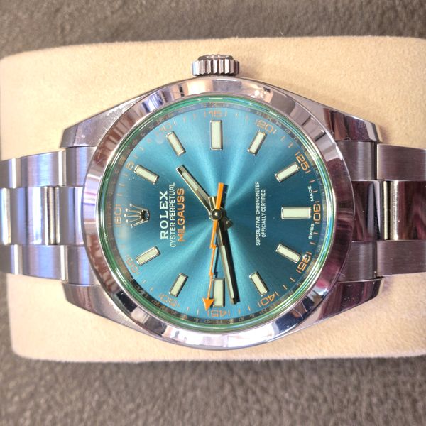 Orange Lightning - Rolex 116400GV Milgauss Blue Dial | WatchCharts ...
